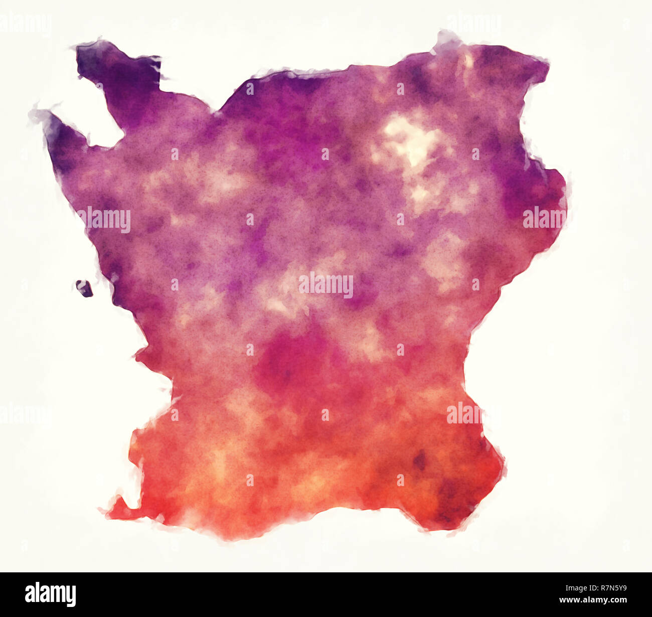 Skane county watercolor map of Sweden in front of a white background ...