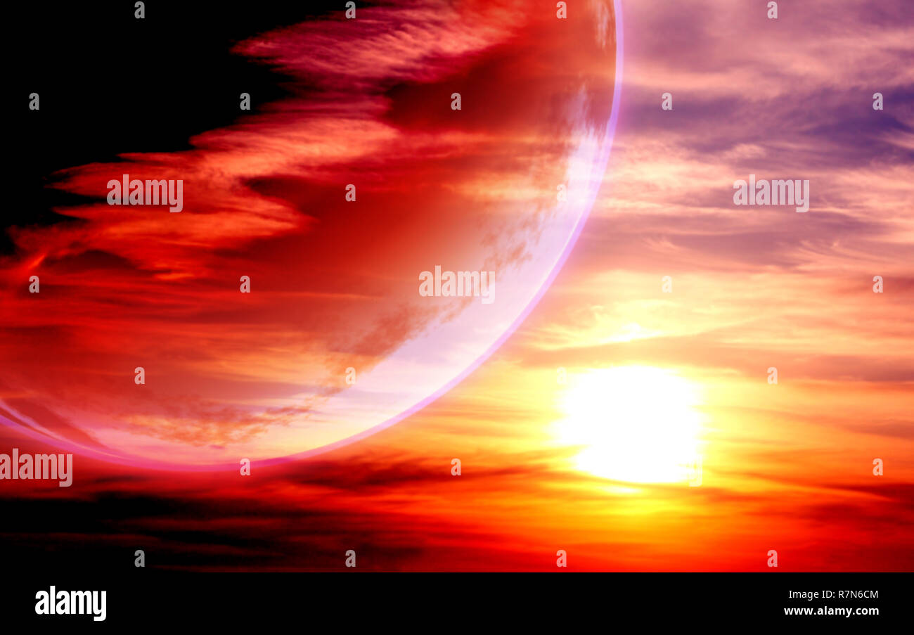 Beautiful sunset, cloud and planet. Elements of this image furnished by ...