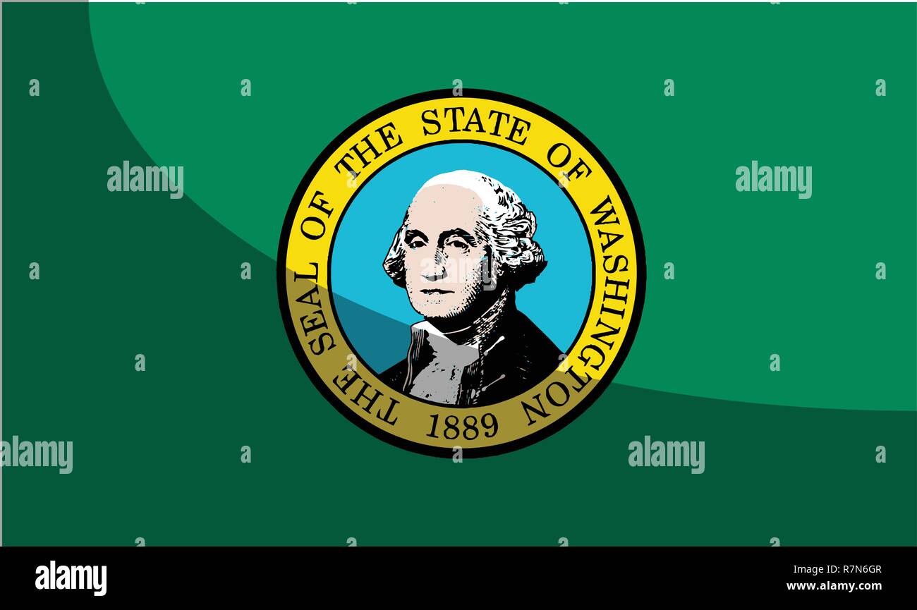 The flag of the state of Washington with the Washington State Seal ...