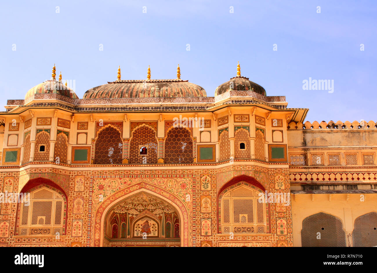 Entrance in royal palace, Amber Fort near Jaipur, Rajasthan, India ...
