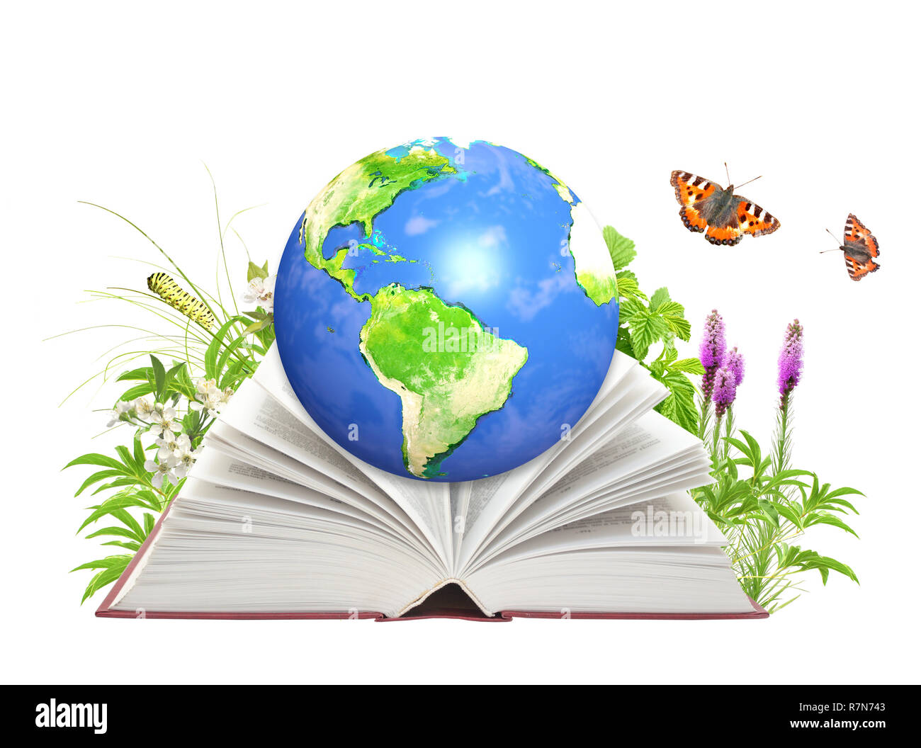 Book and Earth. Isolated on white background. Elements of this image ...