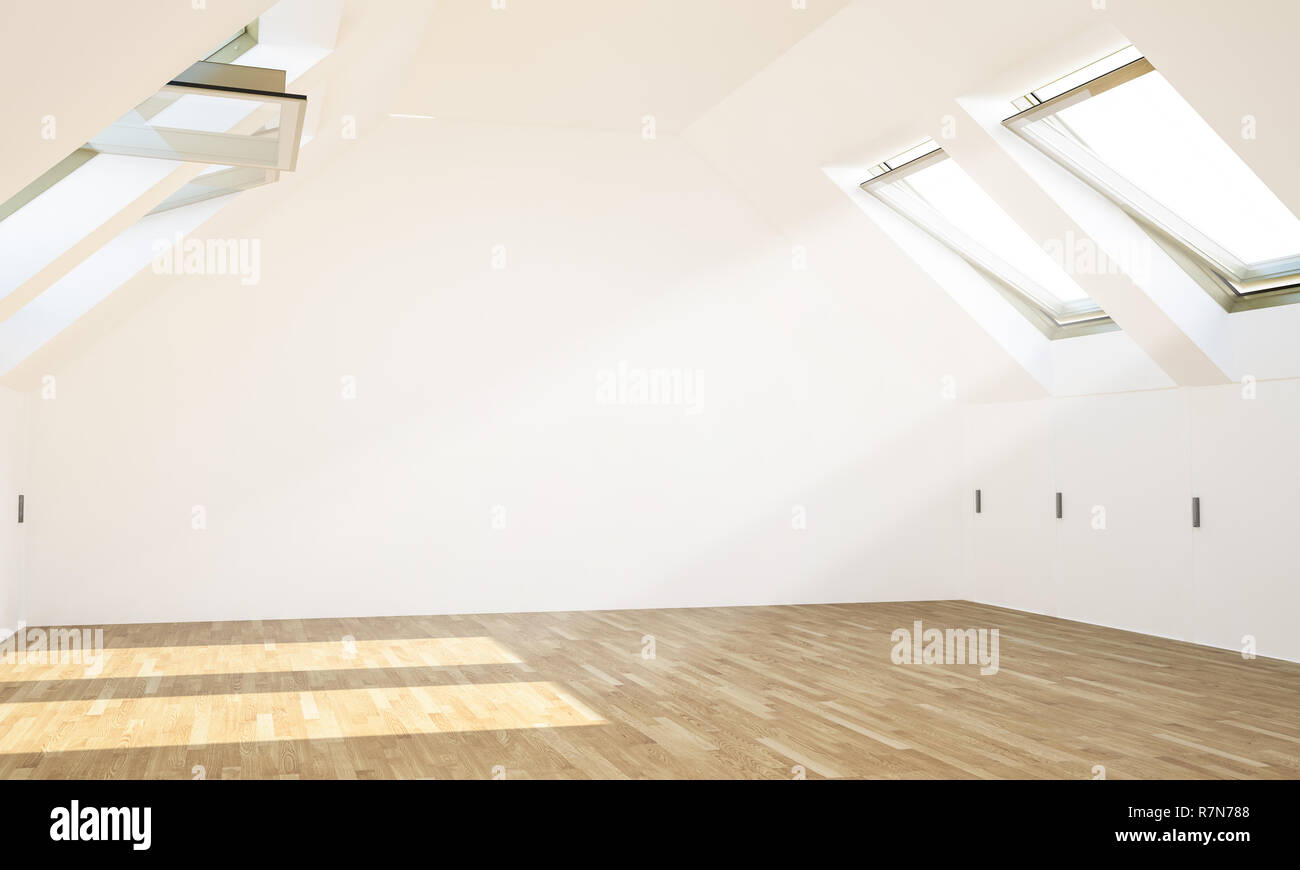 3d rendering of empty attic room Stock Photo - Alamy