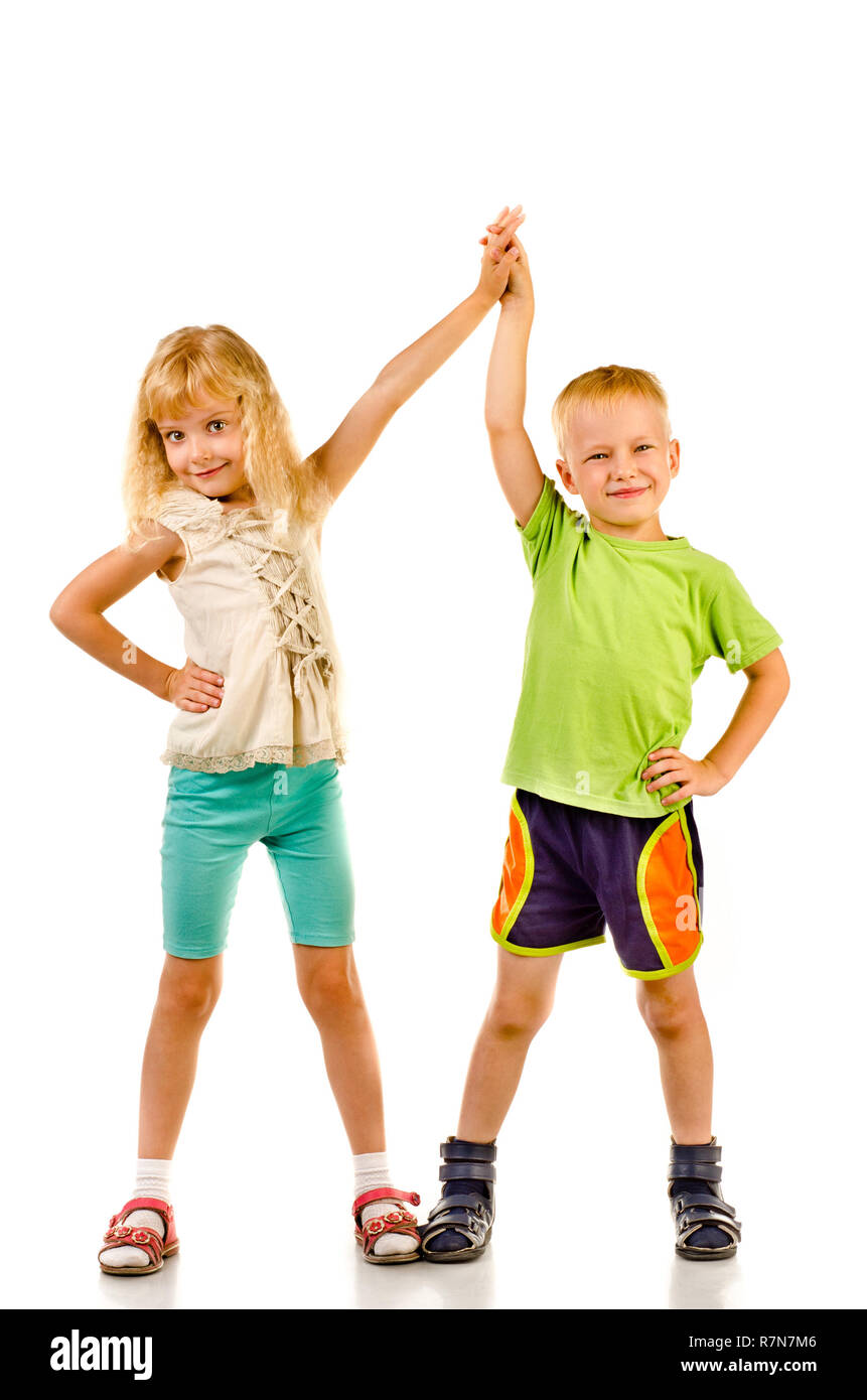 boy and girl isolated on a white background Stock Photo - Alamy