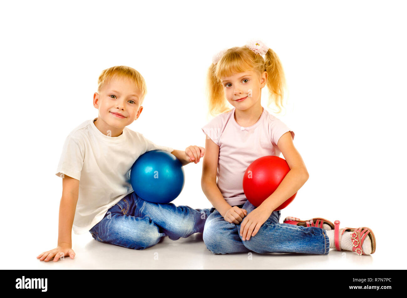 boy and girl isolated on a white background Stock Photo - Alamy