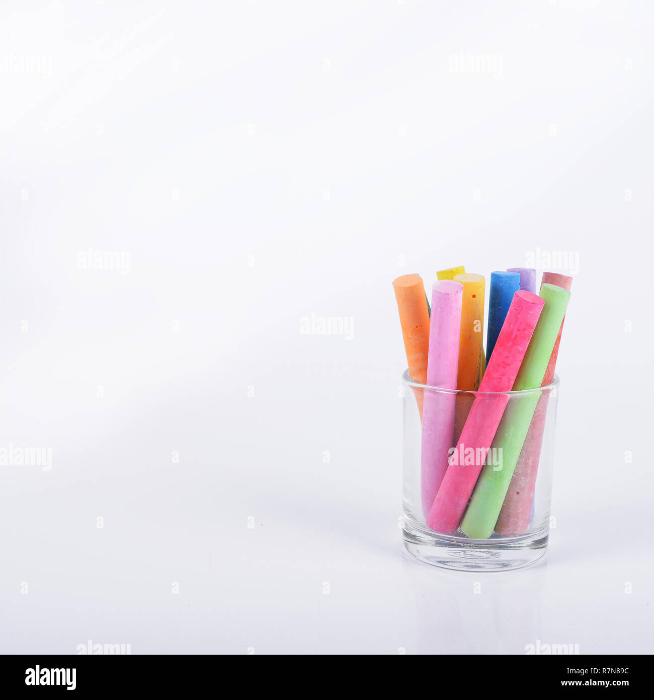 color chalk isolated on white background Stock Photo - Alamy