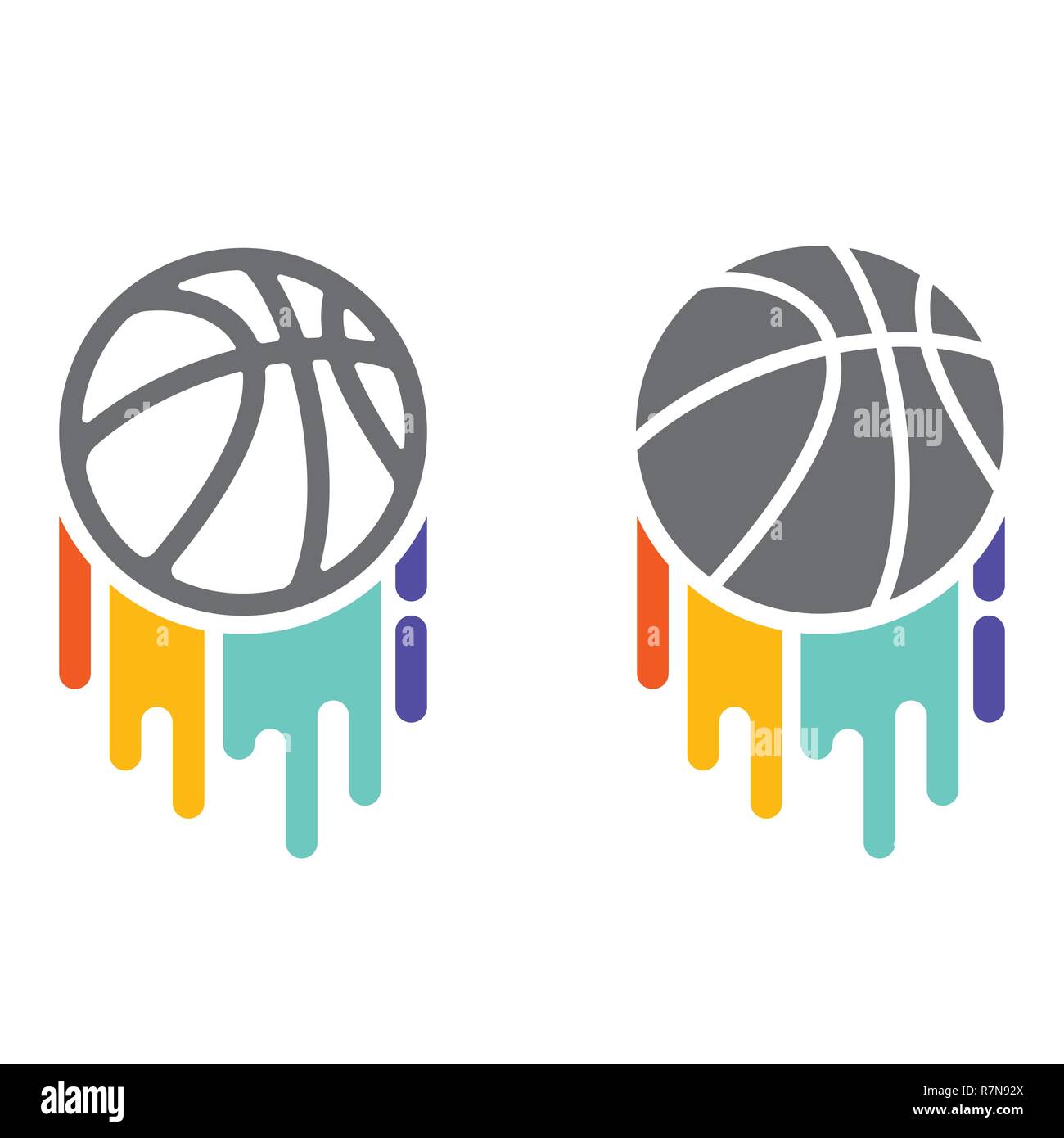 Gray basketball symbols with color brush lines Stock Vector Image & Art ...