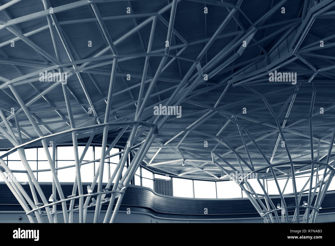 steel structure under the roof of building, monochrome Stock Photo - Alamy