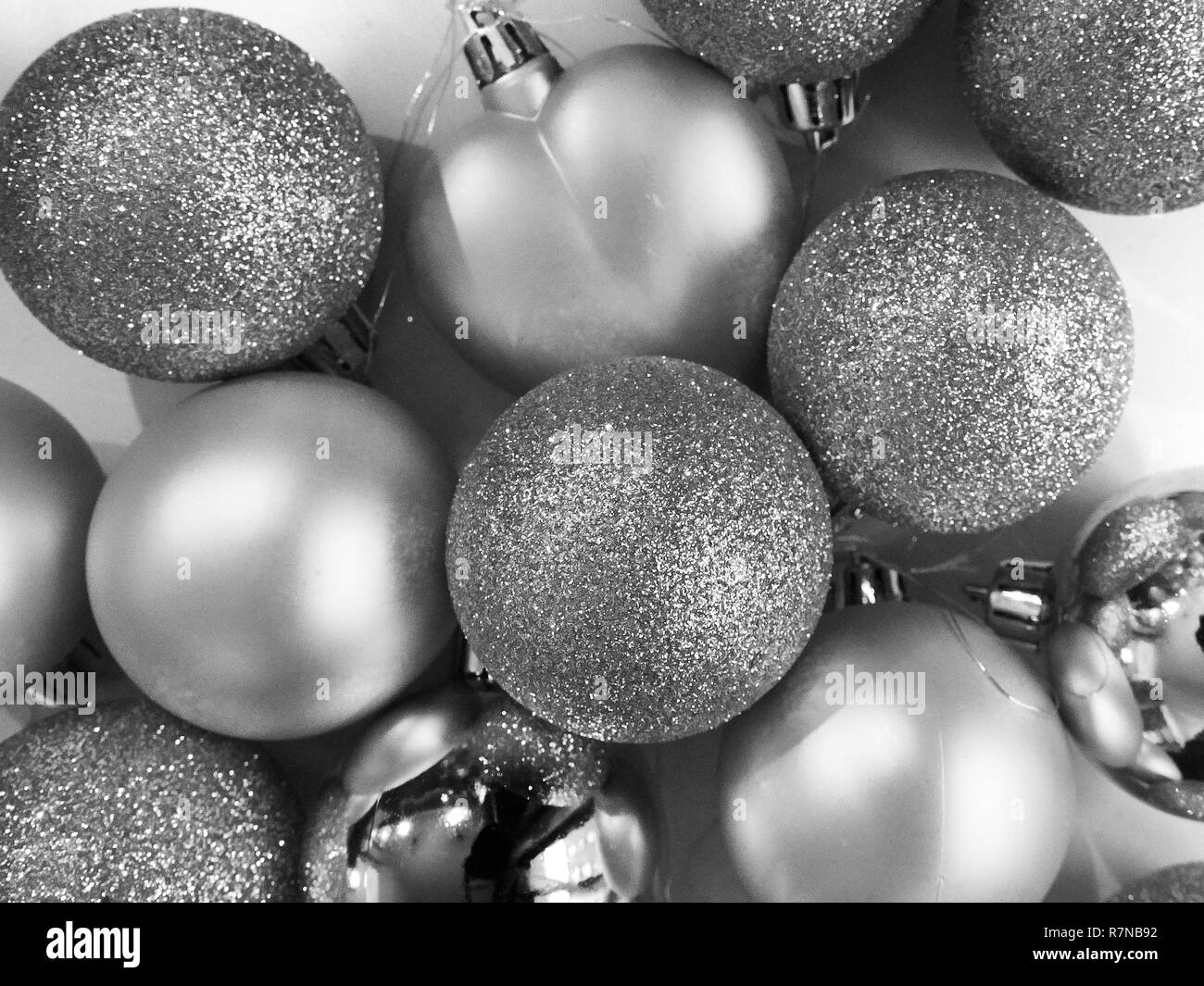 Shot of a group of ball decorations commonly used to adorn Christmas ...