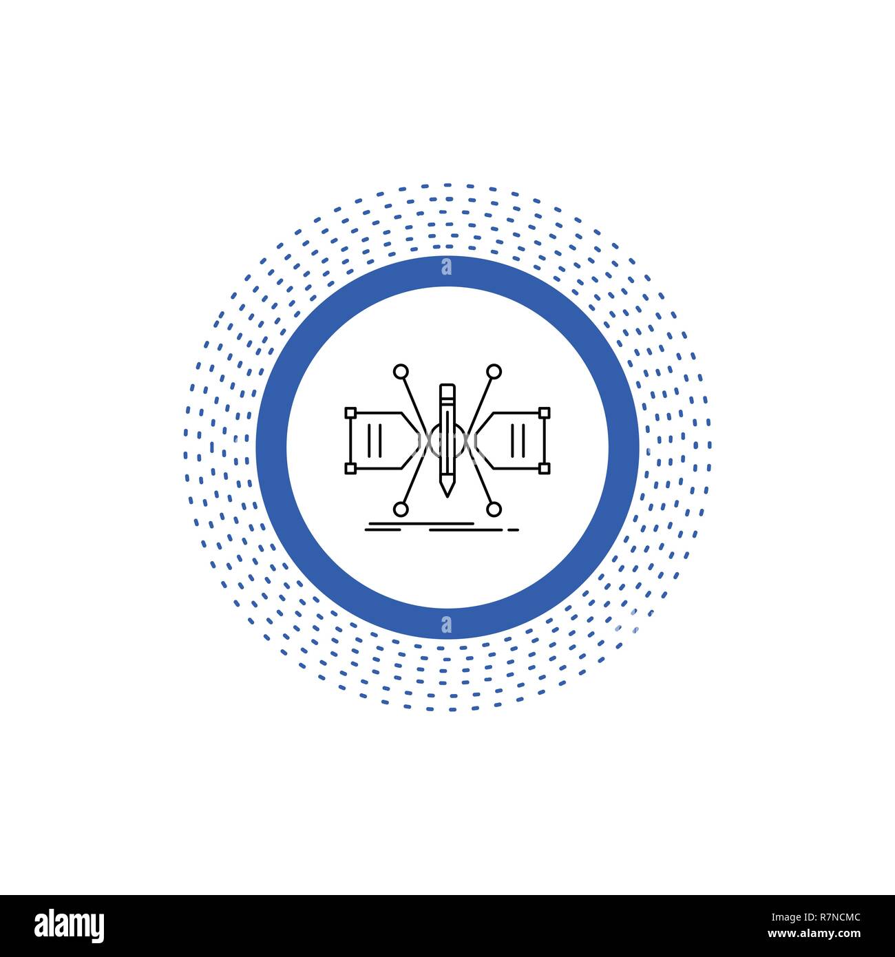 Architect Constructing Grid Sketch Structure Line Icon Vector