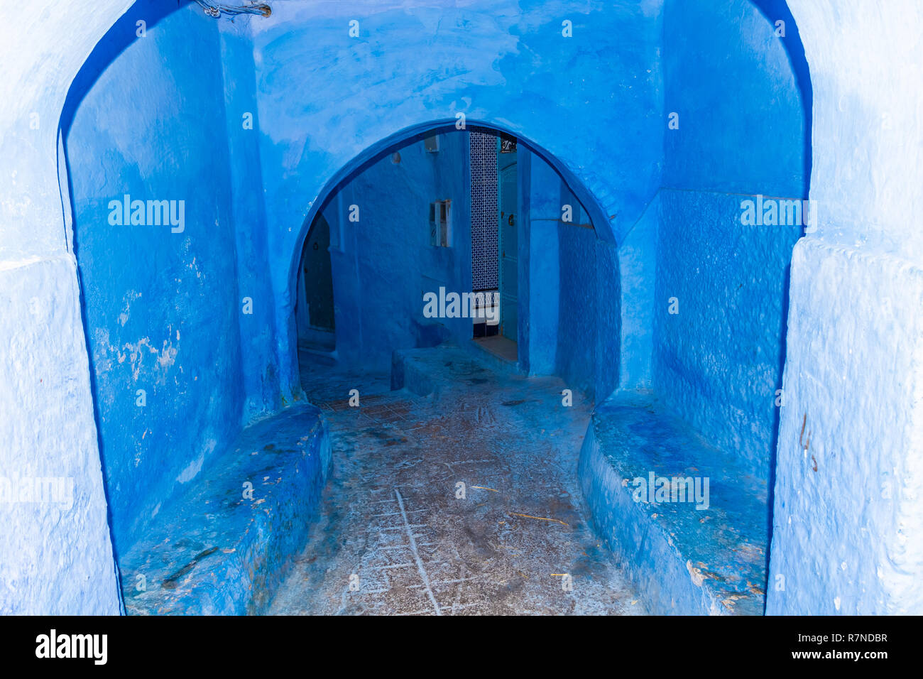 Streets in the blue town of Chefchaouen, Morocco Stock Photo - Alamy