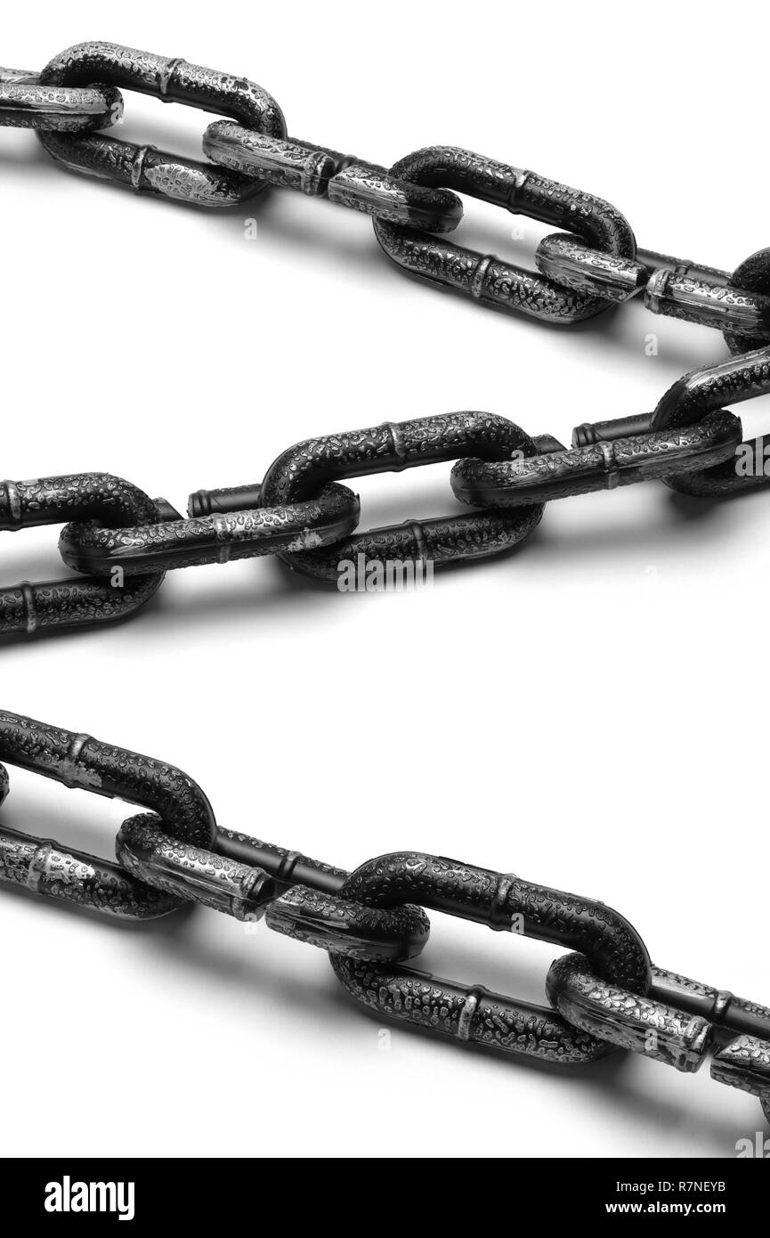 Criss Crossing Black Plastic Chain Segments Isolated on White Stock ...