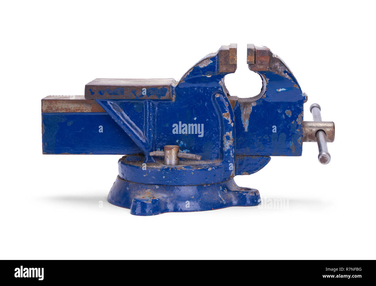 Worn Blue Anvil Vise Clamp Isolated on a White Background Stock Photo ...