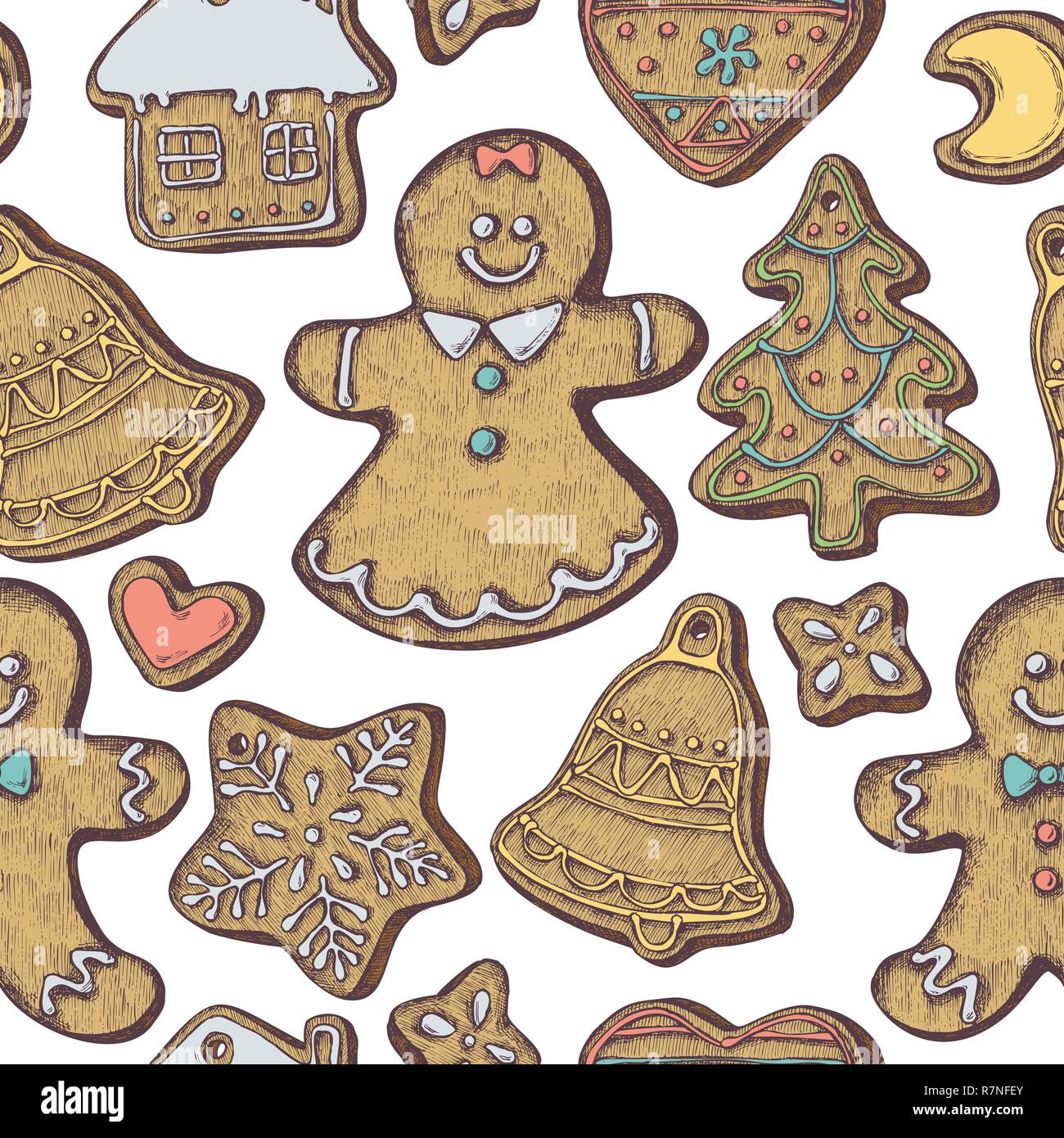 Festive gingerbread men cookies Stock Vector Images - Alamy