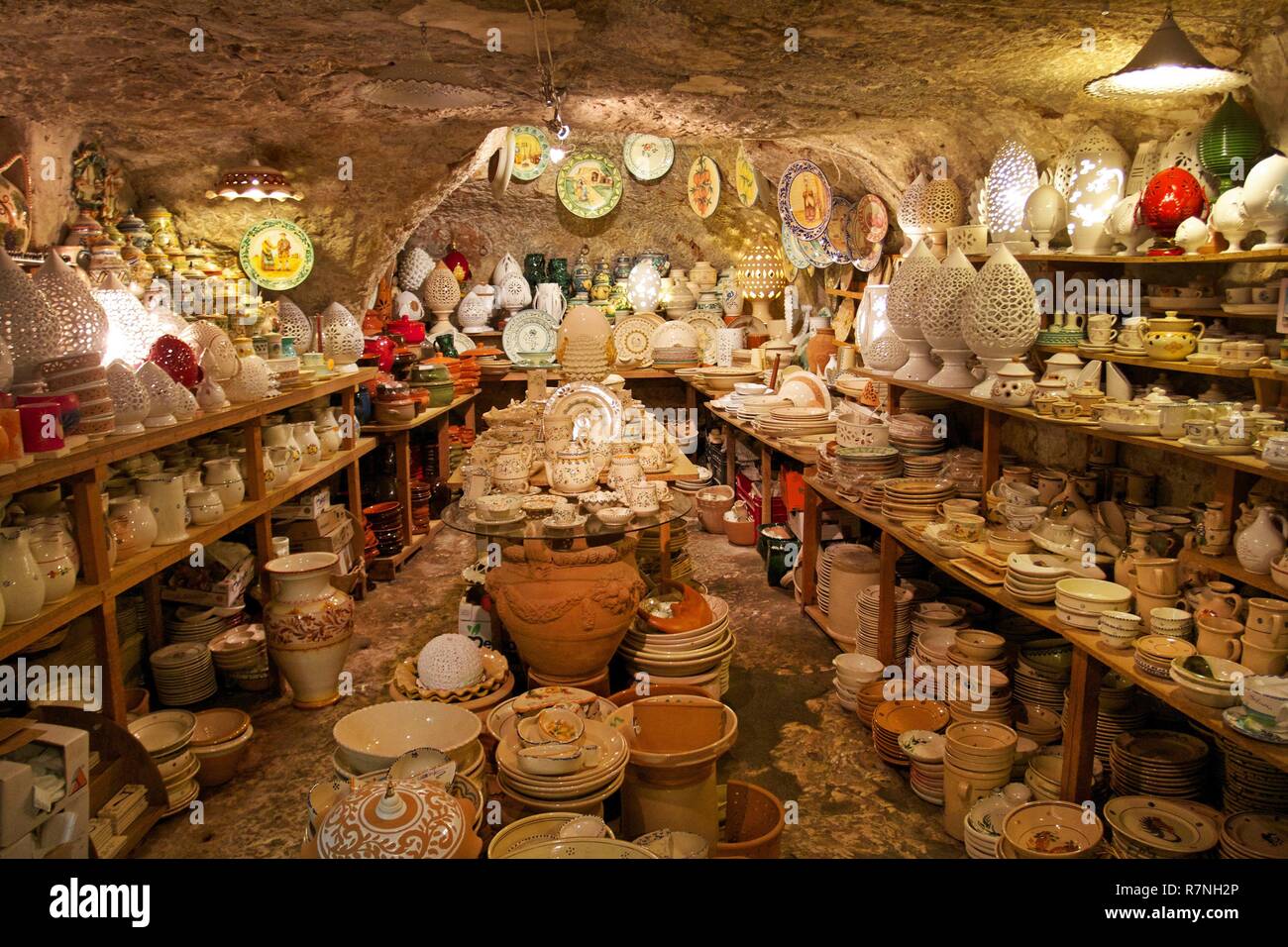Italy, Puglia, Ostuni, Fine and decorated ceramics to handmade shop ...