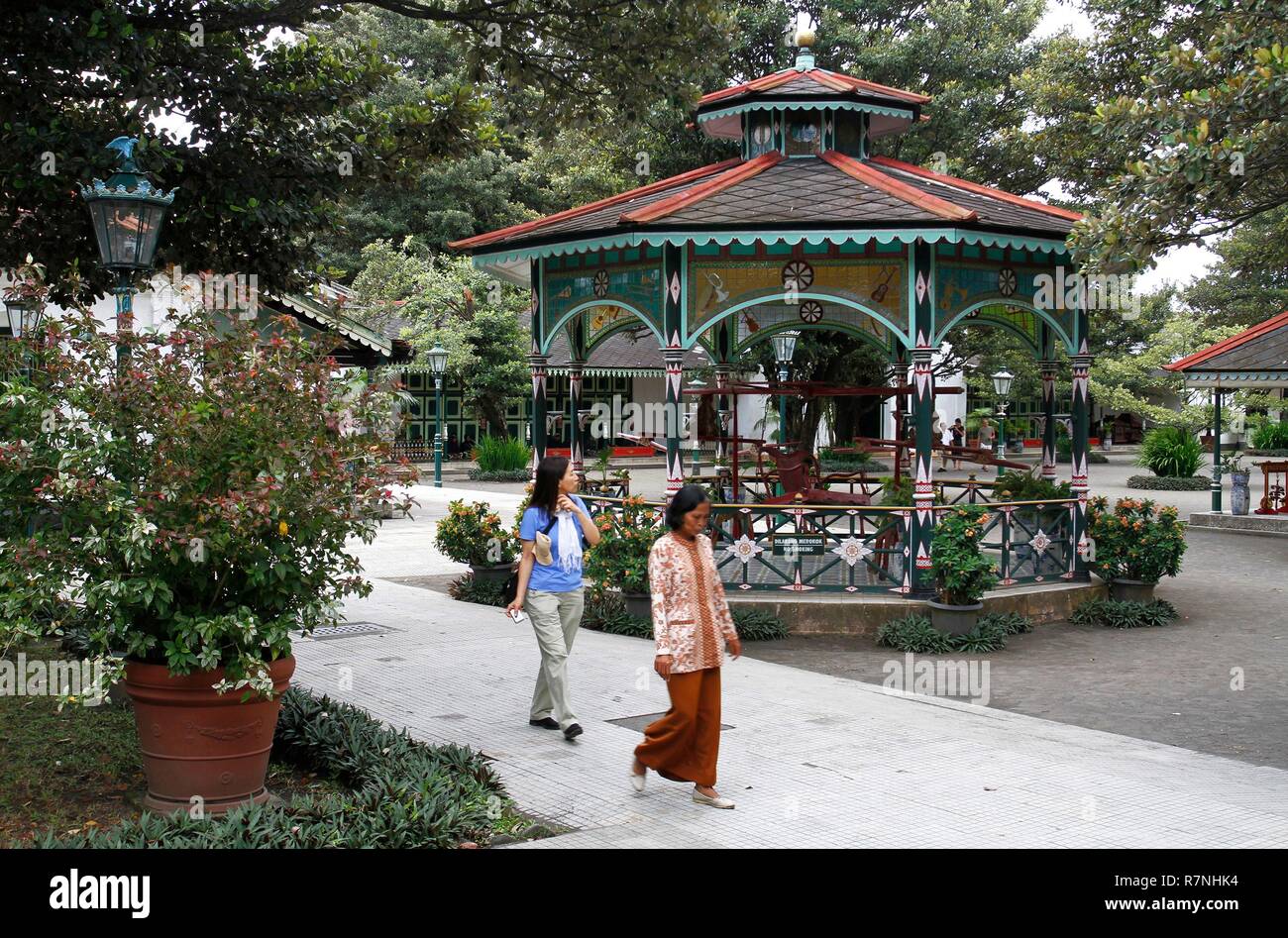 Indonesia, Java, Yogyakarta, Booth decorated in the middle of the ...