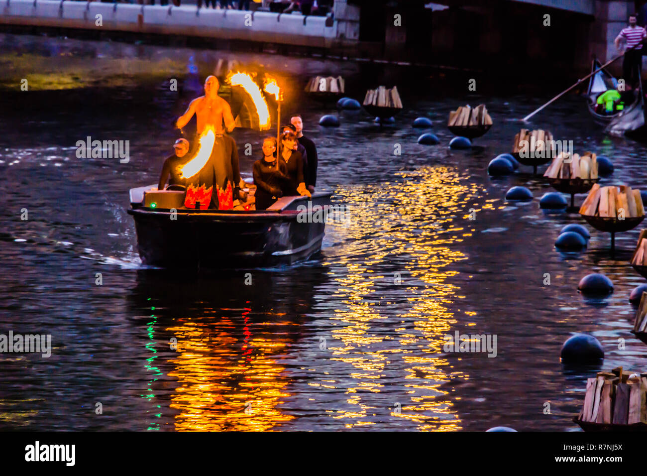 Gondola WaterFire Providence, Rhode Island, USA Stock Photo - Alamy
