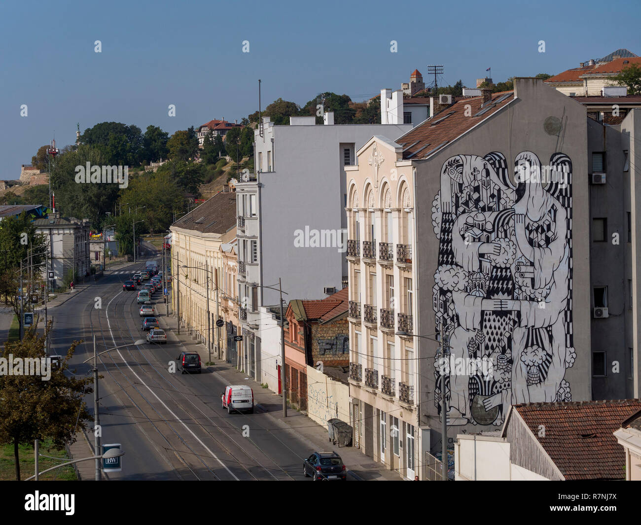 Mural, View from Brankova Bridge, Belgrade, Serbia, Europe Stock Photo ...