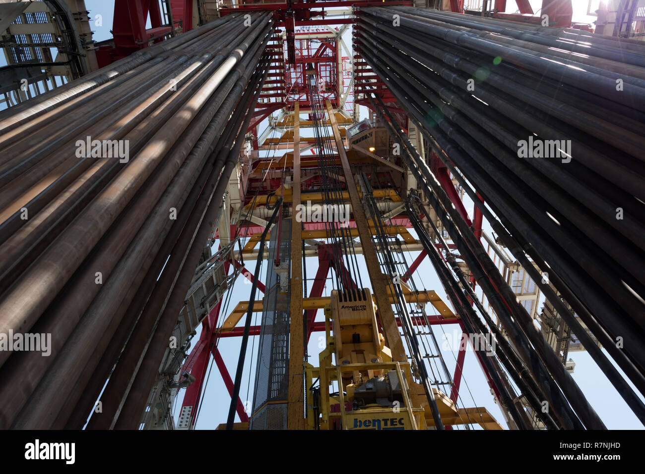 Fire fighting training exercises on the oil rig Lukoil Filanovsky at ...