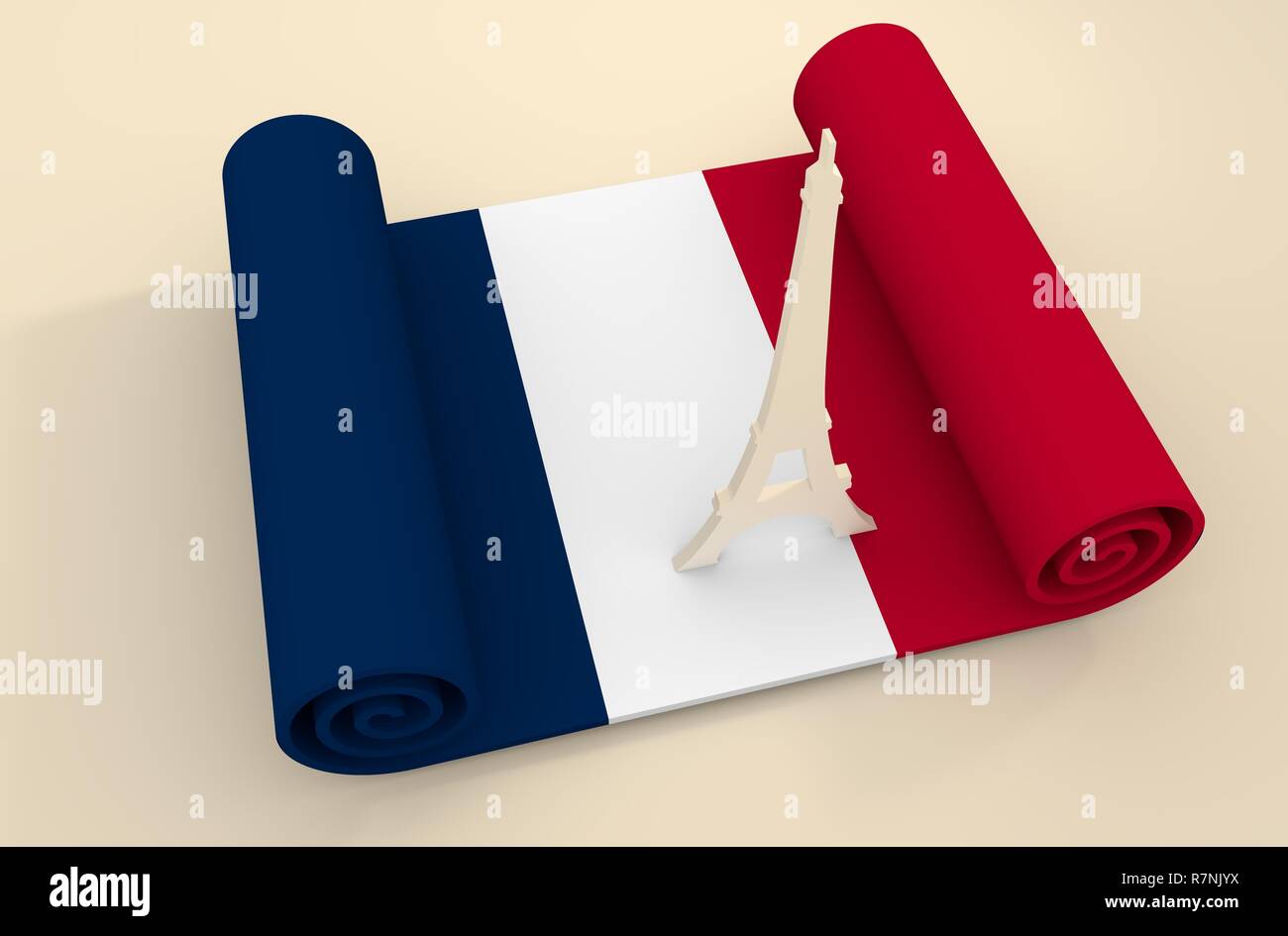 Paper scroll textured by France flag Stock Photo - Alamy