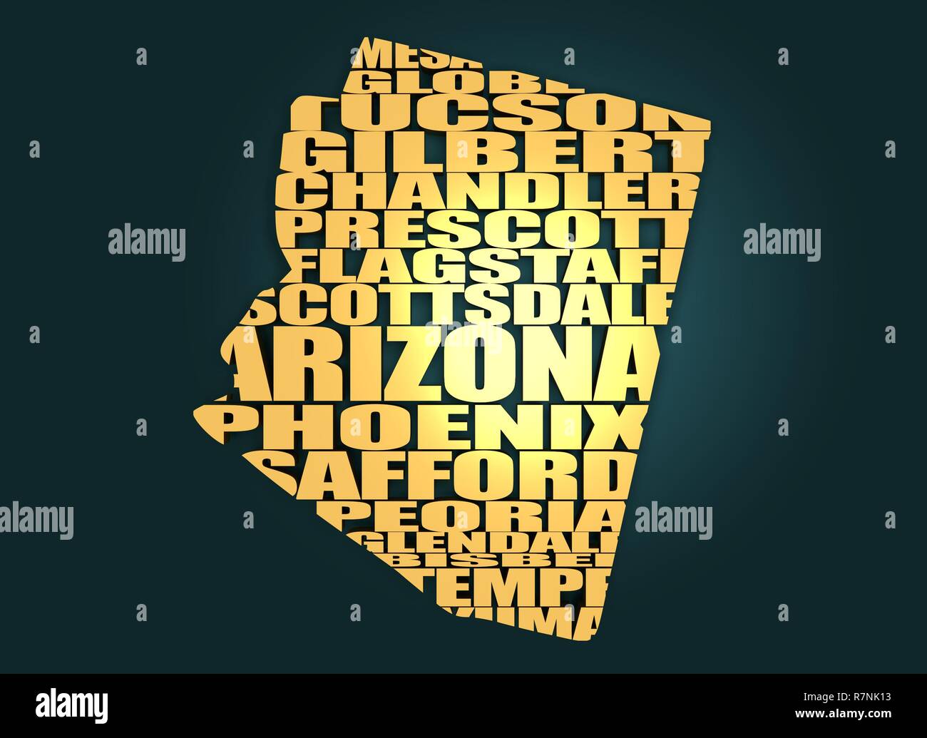 Word cloud map of Arizona state Stock Photo - Alamy