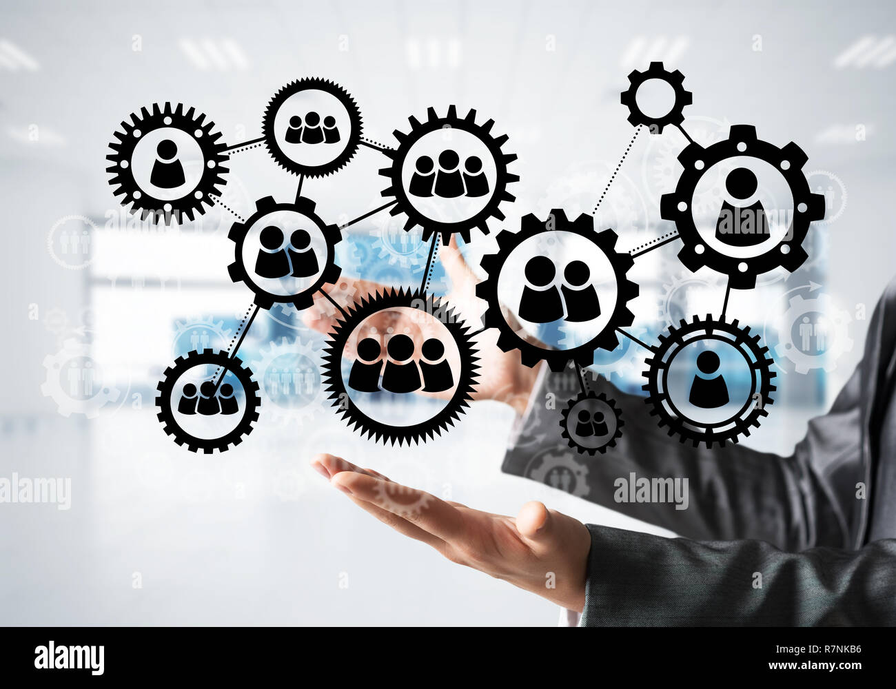 Cogwheels and gears mechanism as social communication concept Stock ...