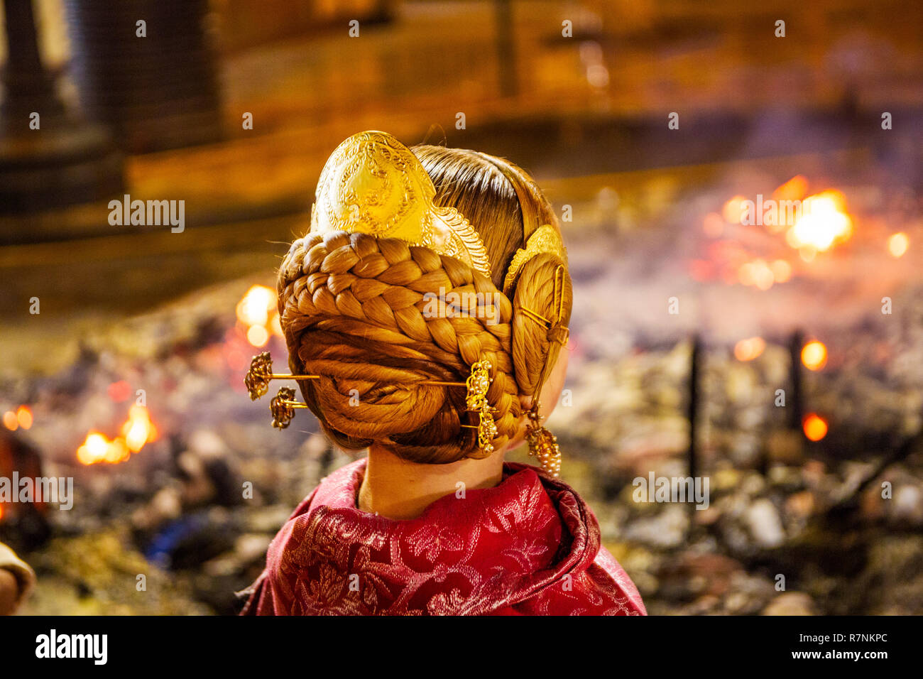 Fallas festival. La Crema. Ninots burned in St Joseph night. Valencia ...