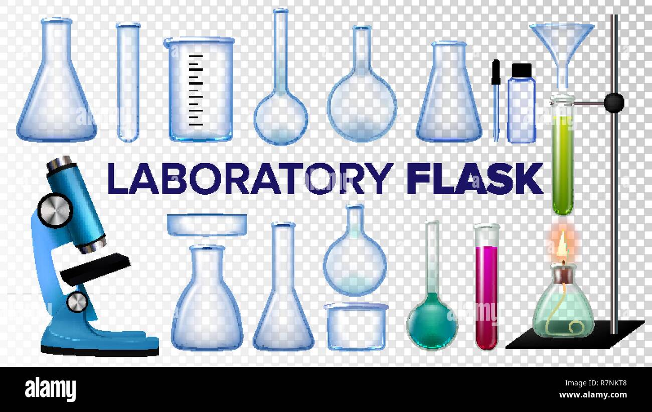 Laboratory Flask Set Vector. Chemical Glass. Beaker, Test-tubes ...