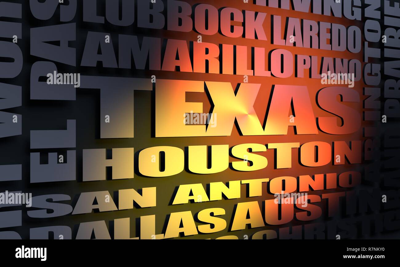 Texas state cities list Stock Photo - Alamy