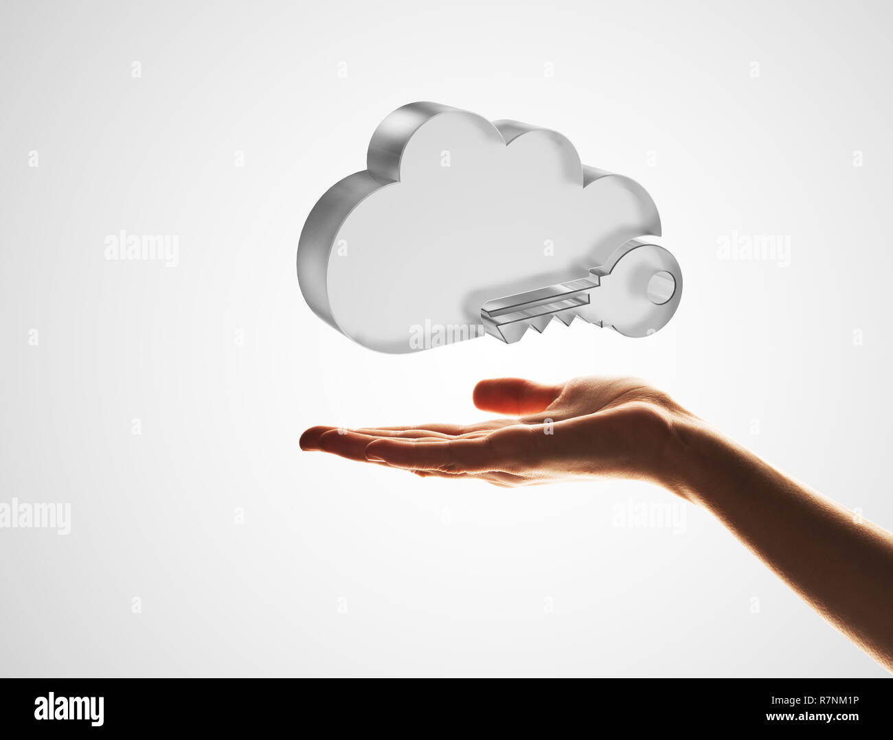 Cloud computing concept with glass symbol shown in hand Stock Photo - Alamy