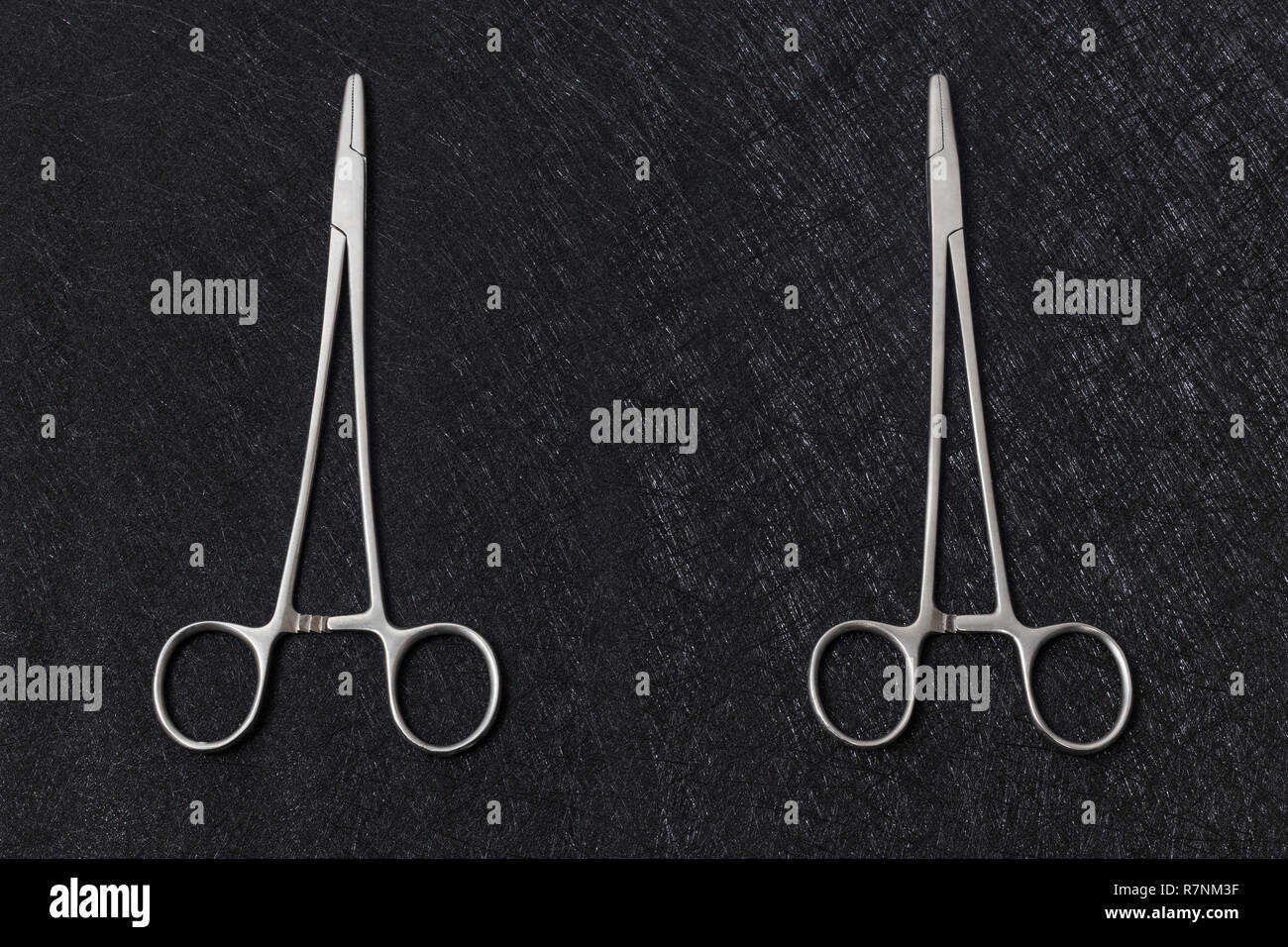 Medical. Dental concept. Two Medical scissors on grunge background ...