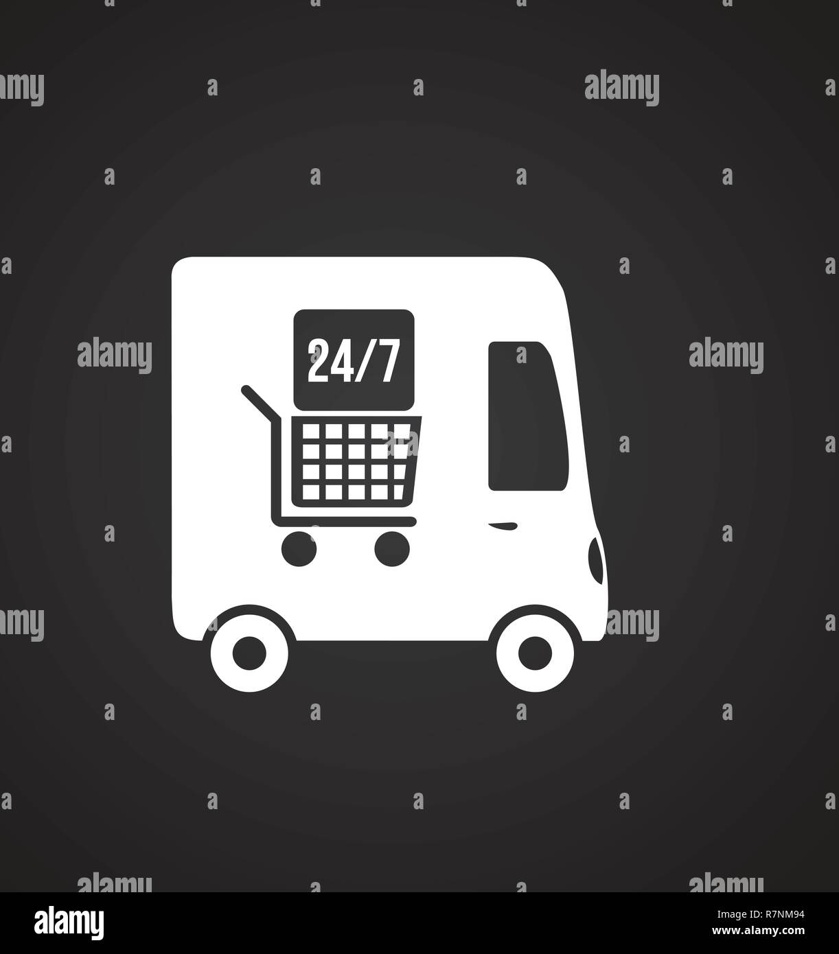 Online shopping worldwide shipping icon on black background for graphic ...
