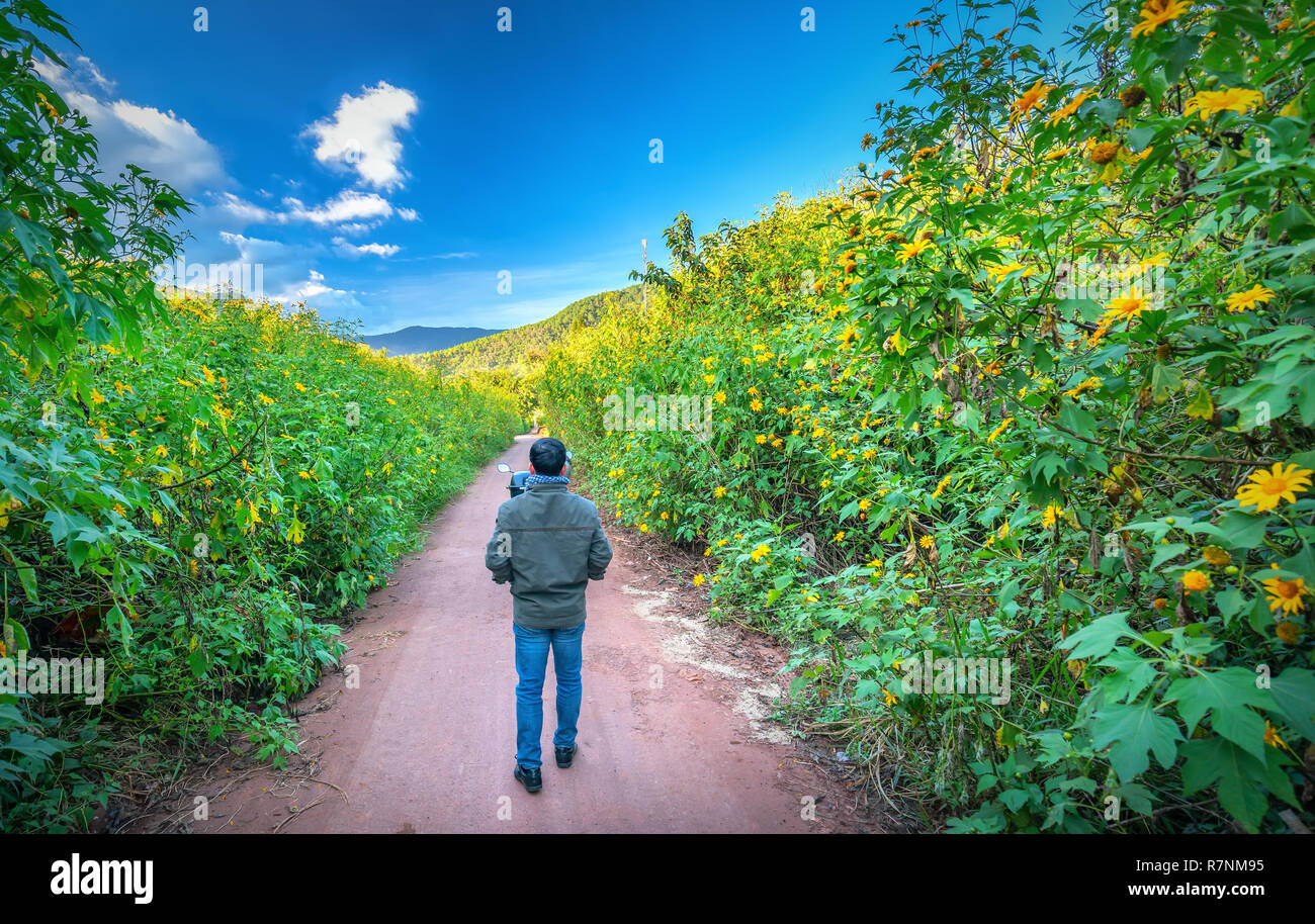 Man walking on winding road hi-res stock photography and images - Alamy