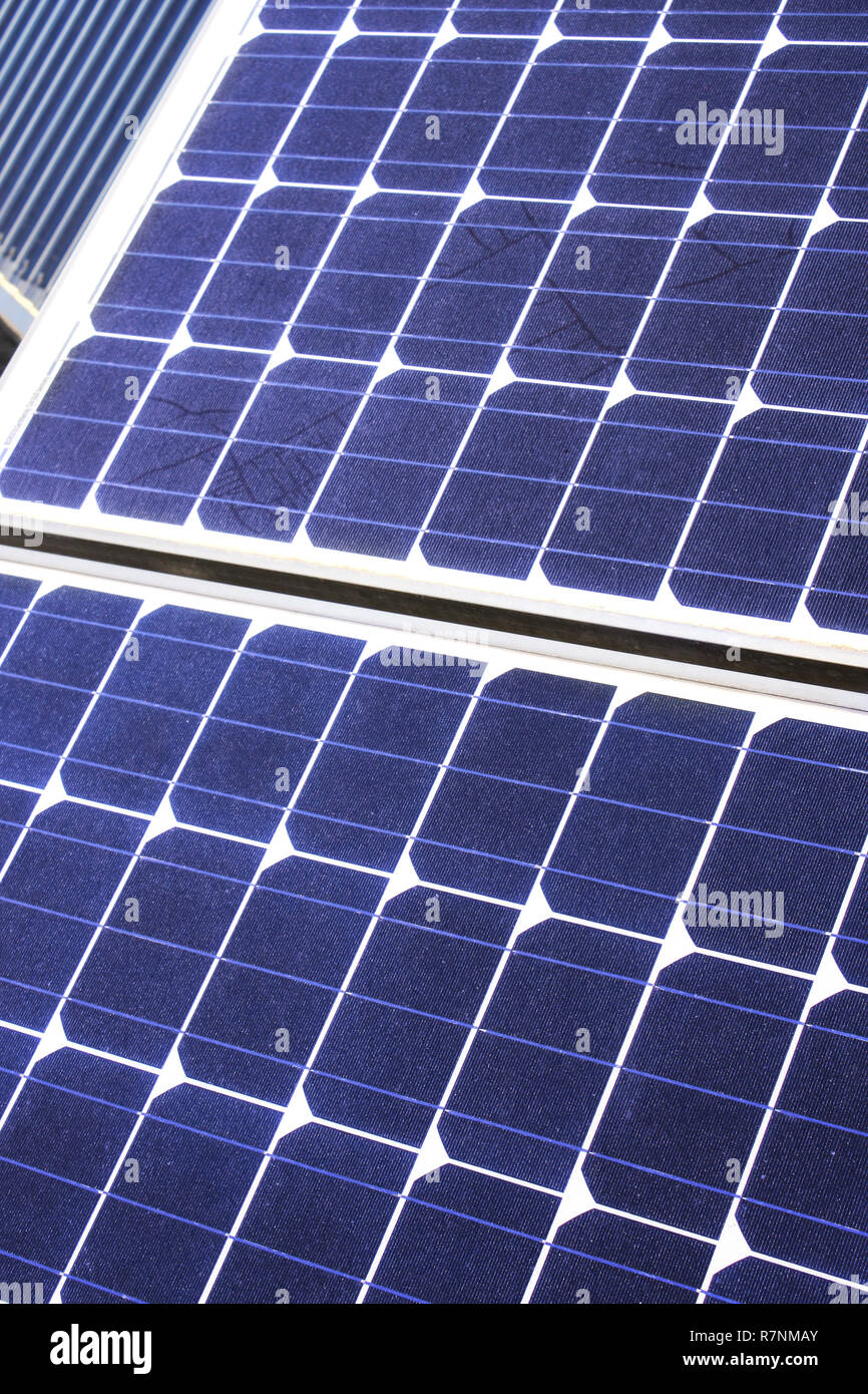 Solar cells of blue color Stock Photo - Alamy