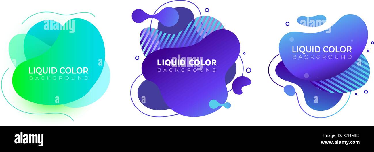 Set of plastic liquid gradient waves with geometric lines Stock Vector ...