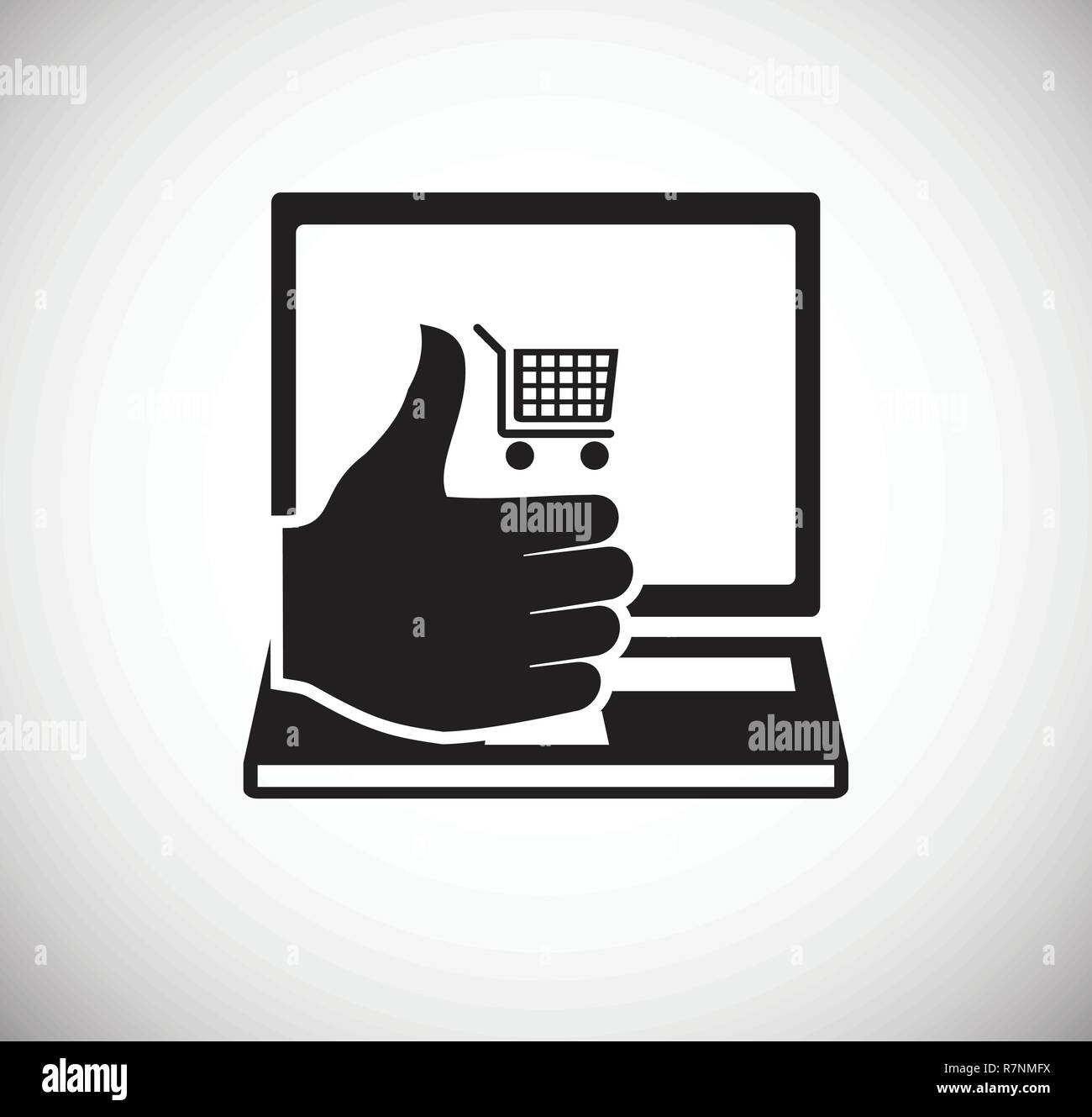 Online shopping computer icon on white background for graphic and web ...