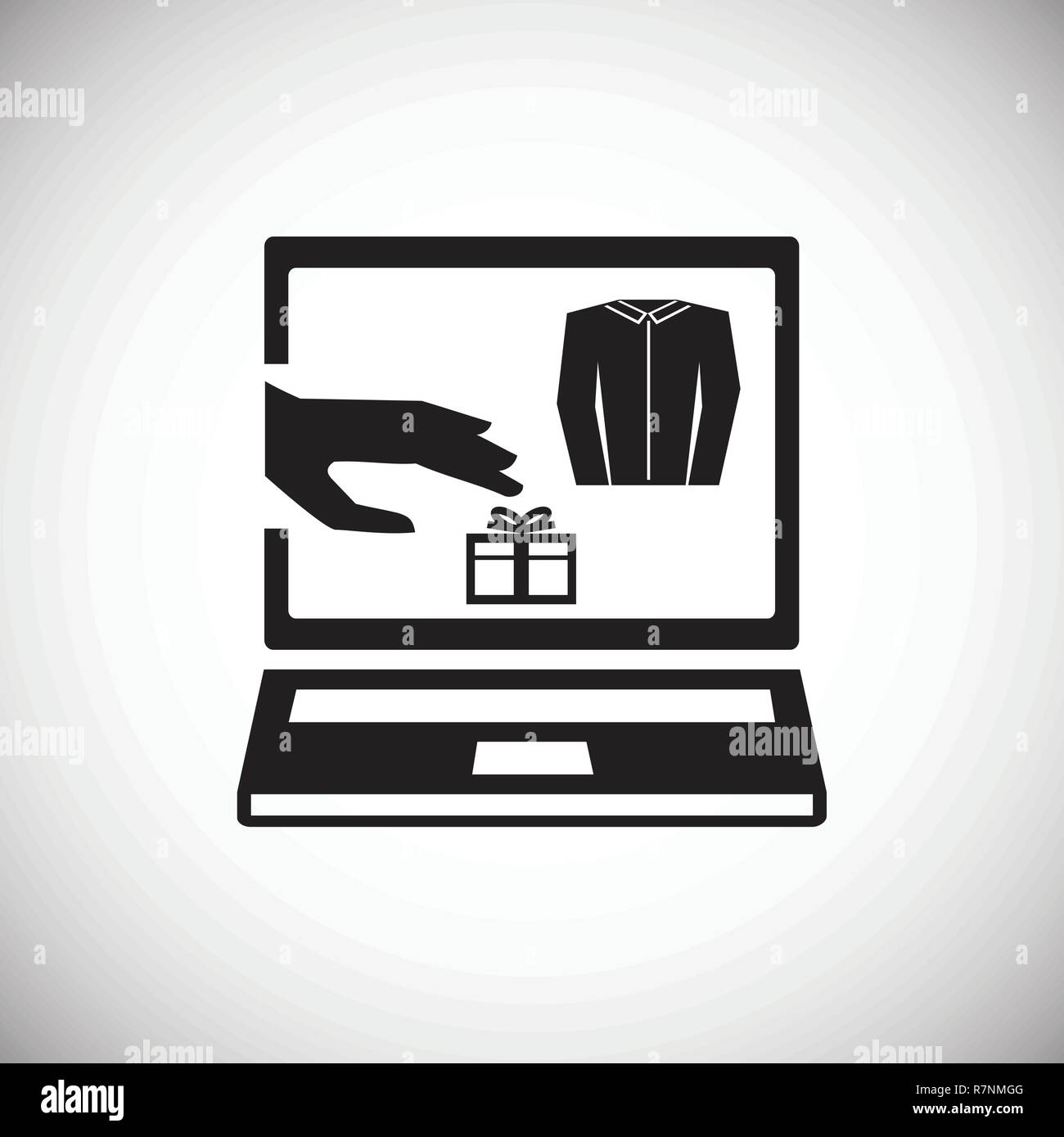 Online shopping computer icon on white background for graphic and web ...