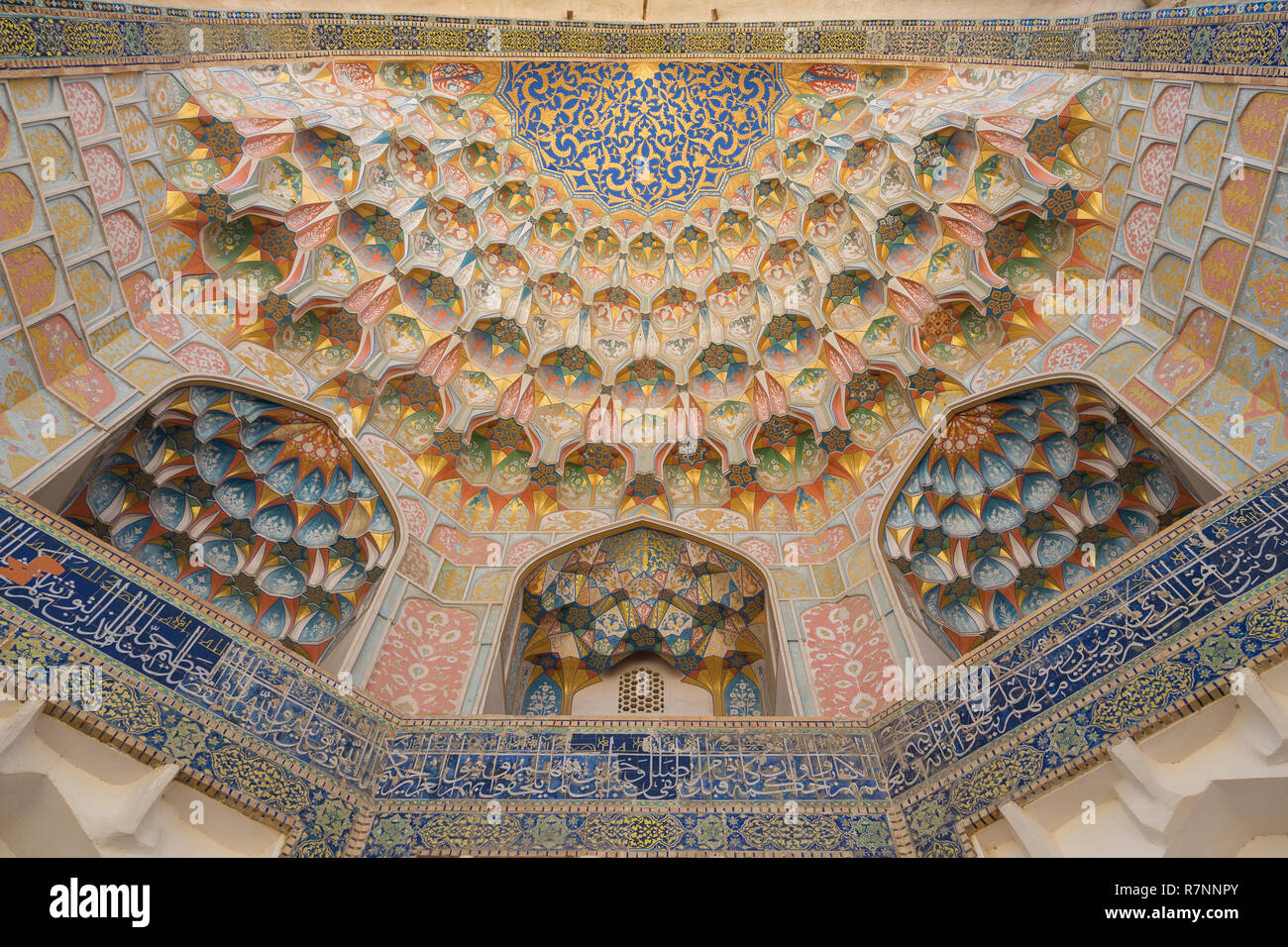 Background from arabesque design inside dome of a mosque in ancient ...
