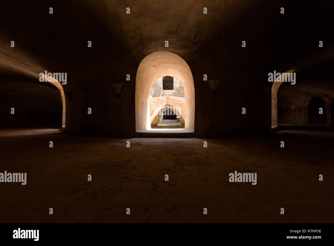 Underground level of the circular Sumur Gumuling mosque in Taman Sari ...