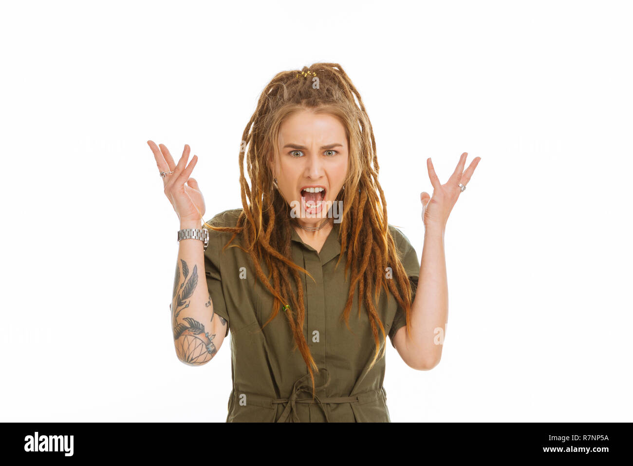 Angry upset young woman being too emotional Stock Photo - Alamy