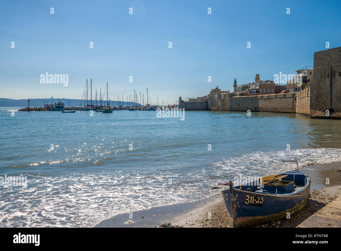 View of the seawalls and port of Acre, Israel Stock Photo - Alamy
