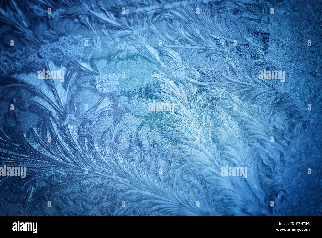 Ice patterns on winter glass Stock Photo - Alamy