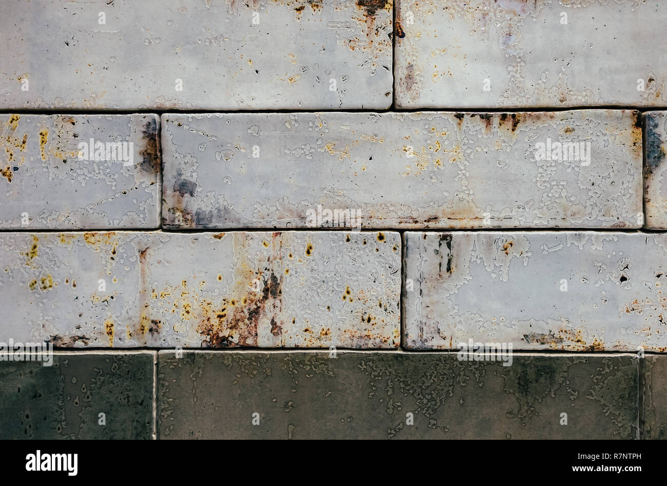 Rectangular glazed tile background with rust effect Stock Photo - Alamy