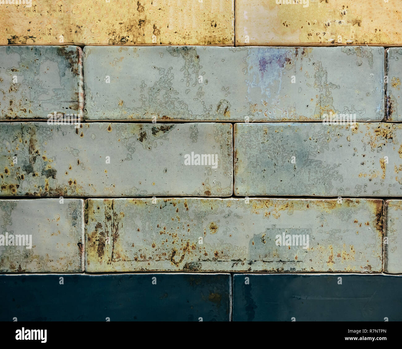 Rectangular glazed tile background with rust effect Stock Photo - Alamy