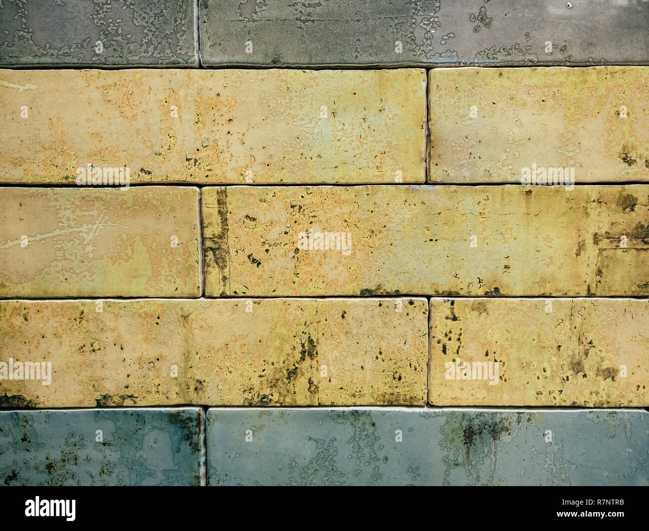 Rectangular glazed tile background with rust effect Stock Photo - Alamy