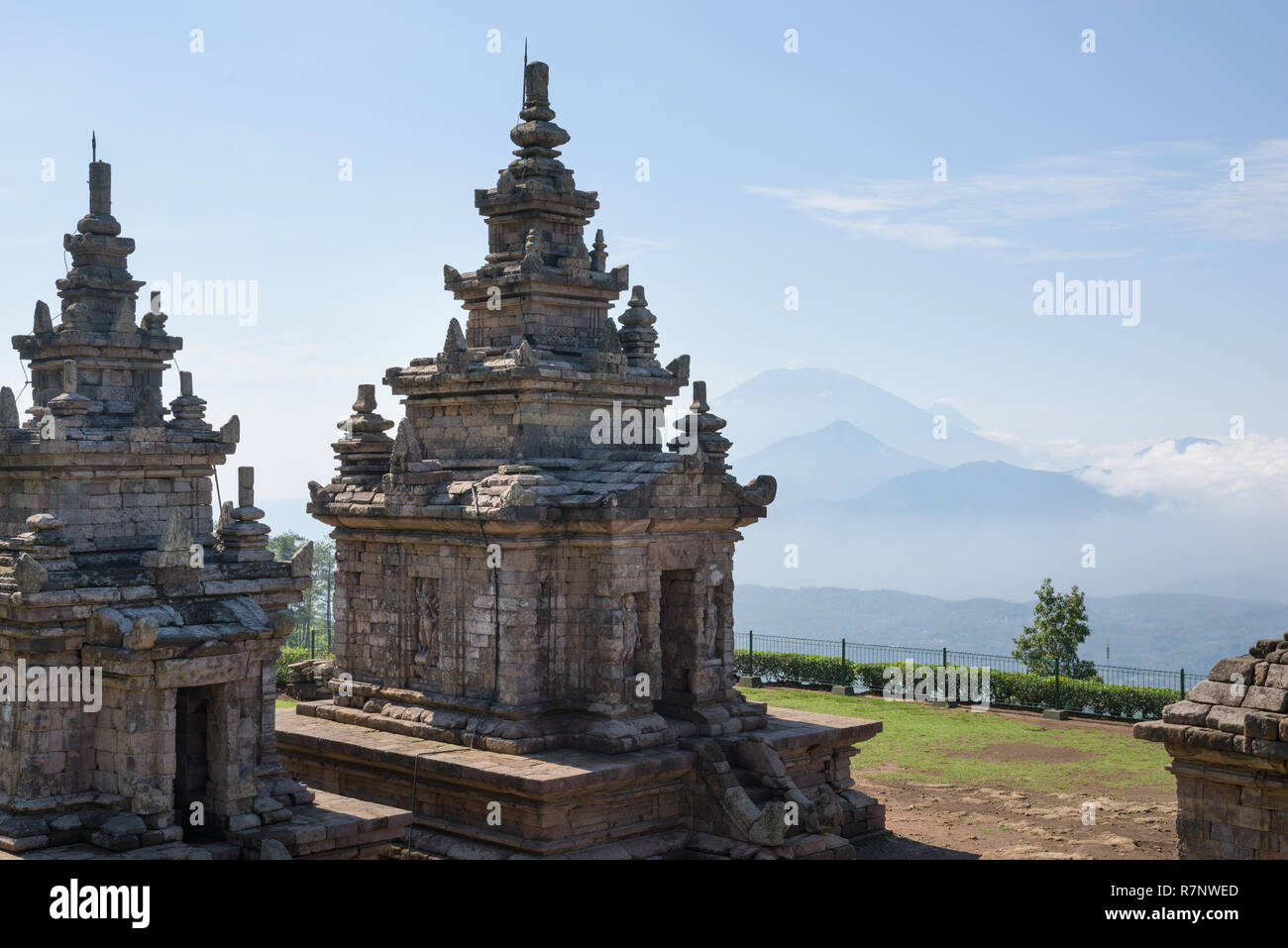 Candi Gedong Songo at sunrise. A 9th-century Buddhist temple complex on ...