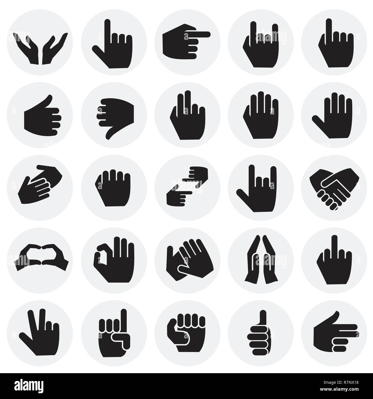 Gestures icon set on circles background for graphic and web design ...