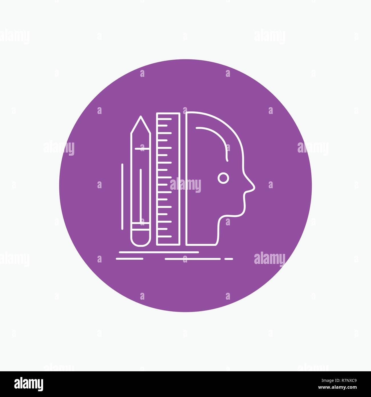 Design, human, ruler, size, thinking White Line Icon in Circle ...