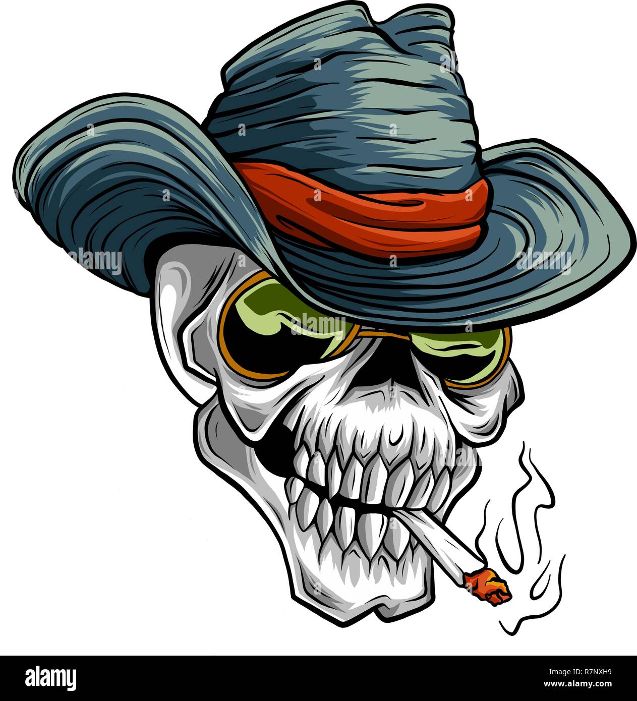 vector illustration of cowboy skull cartoon style Stock Vector Image ...