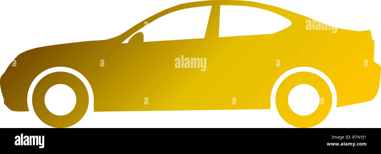 Car symbol icon - golden gradient, 2d, isolated - vector illustration ...