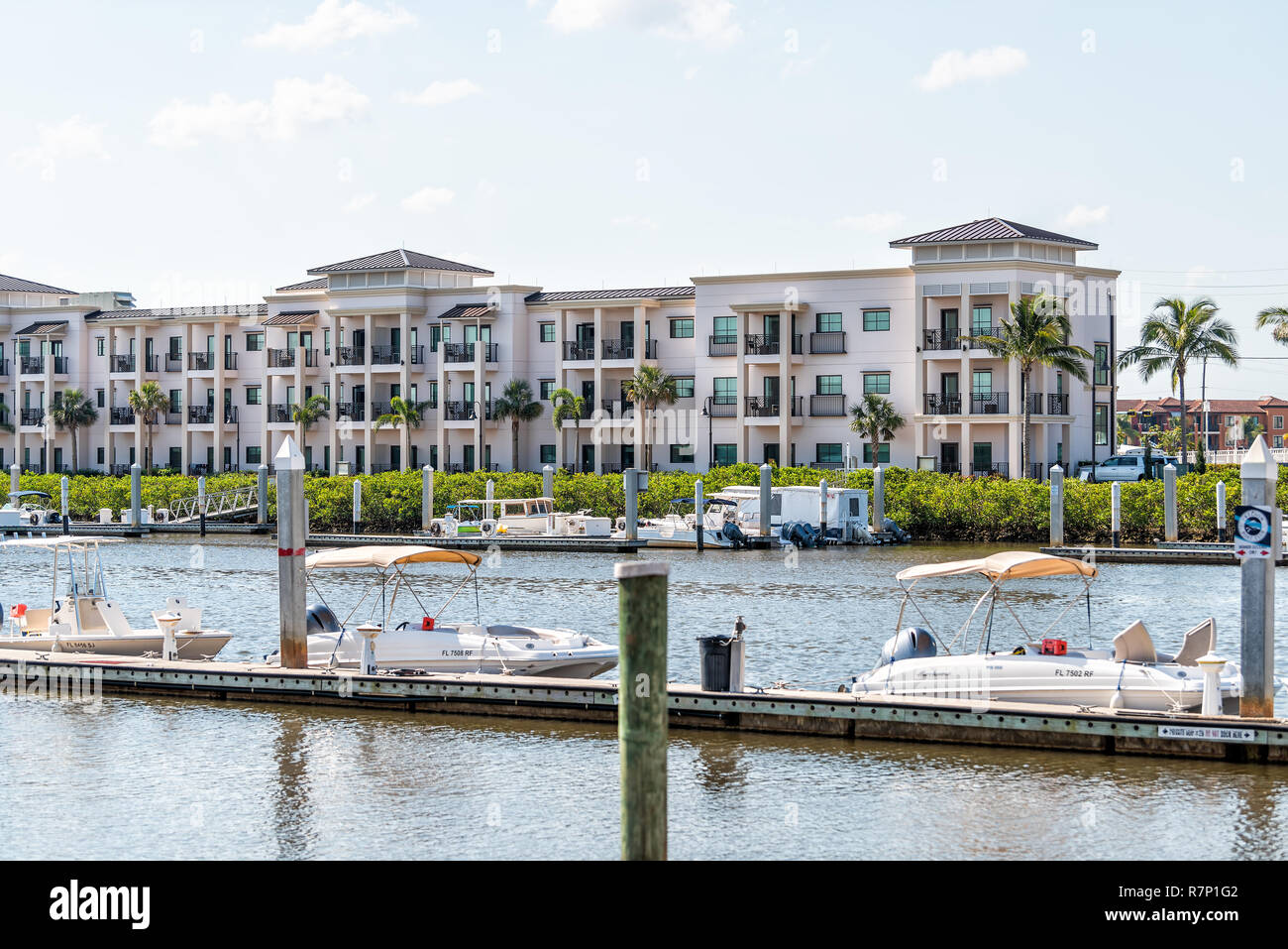Naples, USA - April 30, 2018: Bayfront residential community and ...
